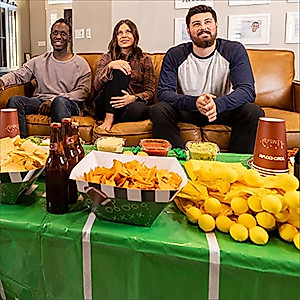 Island Genius Football Themed Party Supplies and Decorations - 24 Party Cups, 24 Paper Dinner Plates, 24 Penalty Flag Paper Napkins, 24 Yellow Paper Napkins, 1 Plastic Tablecloth