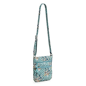 Vera Bradley Women's Cotton Triple Zip Hipster Crossbody Purse, Sunlit Garden Sage - Recycled Cotton, One Size