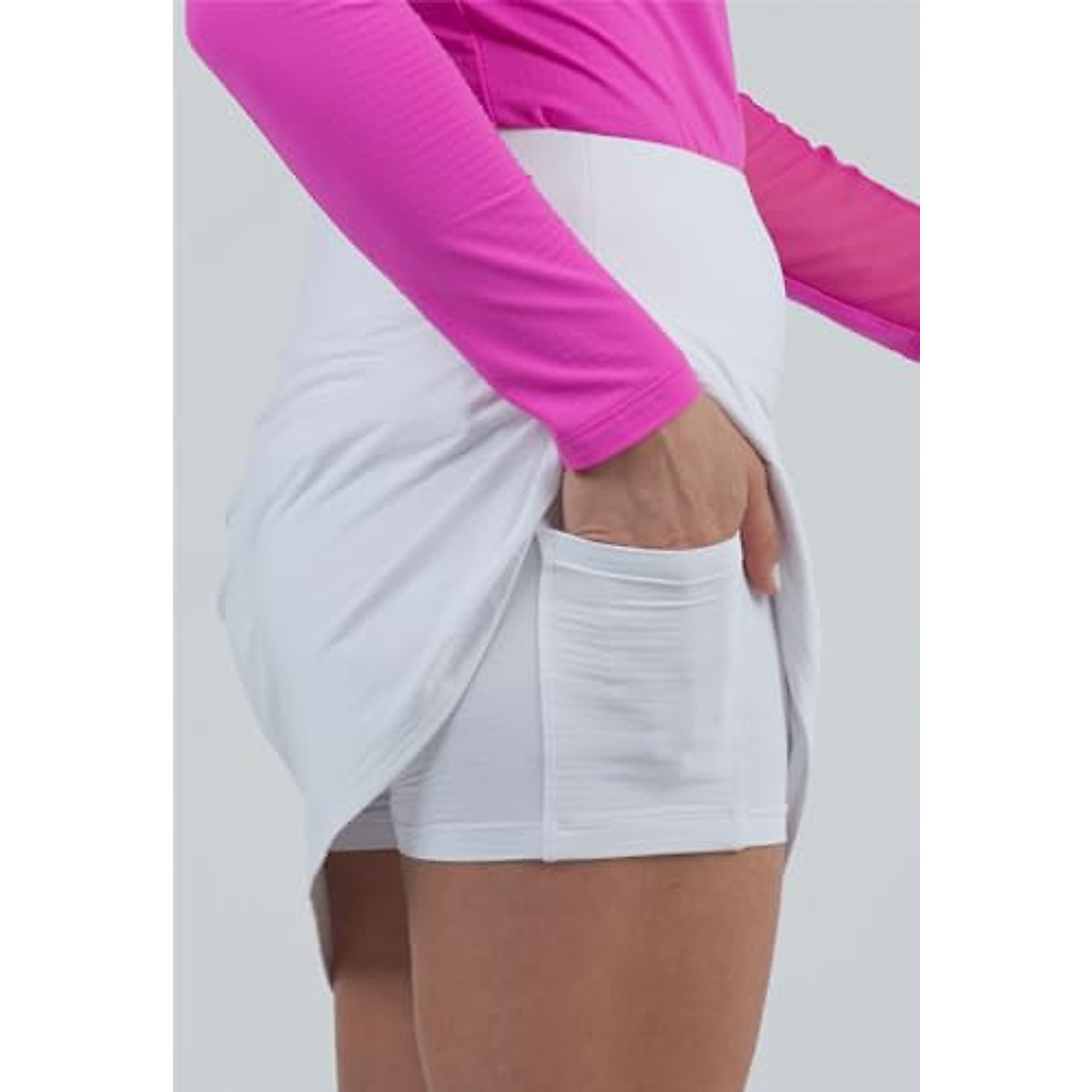 IBKUL Athleisure Wear Sun Protective UPF 50+ Icefil Cooling Tech Faux-Wrap 17 ¼” Skort with Back Pockets 26000 Navy Solid M