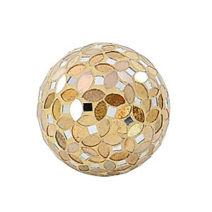Deco 79 Glass Handmade Mosaic Orbs & Vase Filler, Set of 4 4"D, Gold