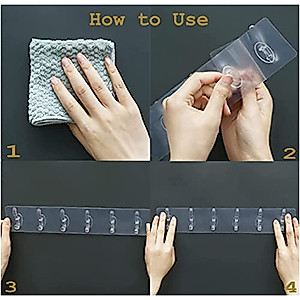XGBYR Multifunctional Transparent 6 Hooks,Transparent Wall Hooks,Clear Plastic Hooks Self Adhesive,Heavy Duty Self Adhesive Hooks,Adhesive Row Hooks,Drill-Free Wall Hooks (1SET)
