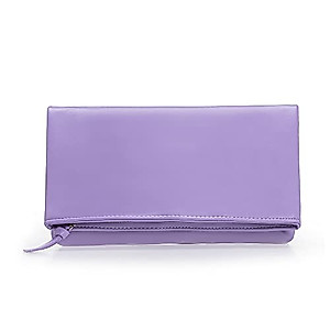 IXEBELLA Classy Clutch Purse for Women Soft PU Zipper Foldover Clutch Cocktail Prom Wedding Wedding Handbag (Lavender)