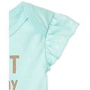 The Children's Place Baby Girls Short Sleeve 100% Cotton Tutu Bodysuit 2-Pack, red and Mint, 0-3 Months