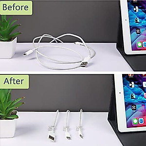 60PCS Cable Clips, KGROTE Outdoor Light Wire Clips Adhesive Cable Hooks Cord Clips Wire Organizer Holder for Desk, Wall Cable Management, Christmas Lights, Fairy Lights, Decorations Hanging - Clear