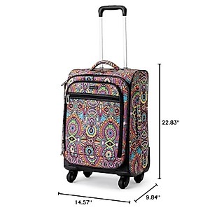 Sakroots Women's On The Go 21" Roller Suitcase in Sustainable Materials, Rainbow Wanderlust, Carry-On 22-Inch