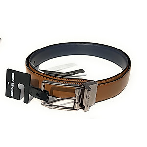 Michael Kors Men's Cut to Fit Reversible PVC Leather Dress Belt (Luggage Navy)