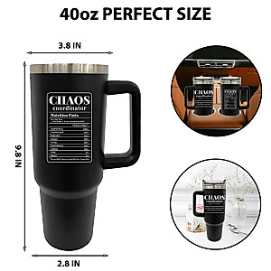 Chaos Coordinator 40oz Tumbler Thank You Gifts Water Bottle Boss Gifts Double Wall Travel Coffee Mug Stainless Steel Vacuum Insulated Thermal Cup for Men Secretary Supervisor Leader Birthday Christmas