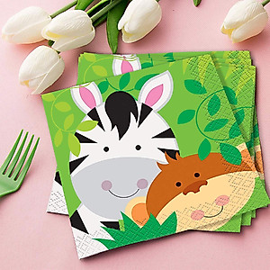 Jungle Party Supplies, Safari Birthday Decorations - Safari Theme Balloons, Birthday Banner, Paper Plates, Cups, Napkins, Forks, Tablecloth, Zoo Animals Tattoos