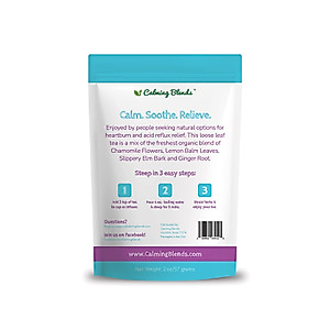 Calming Blends Acid Reflux Loose Leaf Tea | Acid Reflux, Heartburn & Indigestion | Caffeine-Free | 36 Cups