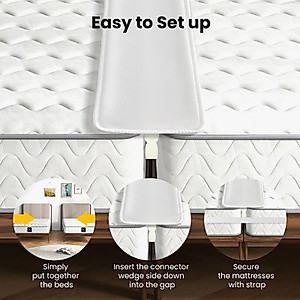 KOMFOTT 75” X 9” Bed Bridge, Twin to King Converter Kit, Adjustable Bed Mattress Connector with Strap, Twin Bed Gap Filler King Maker, Split King Bed Connector for Family Guests (Twin to King)