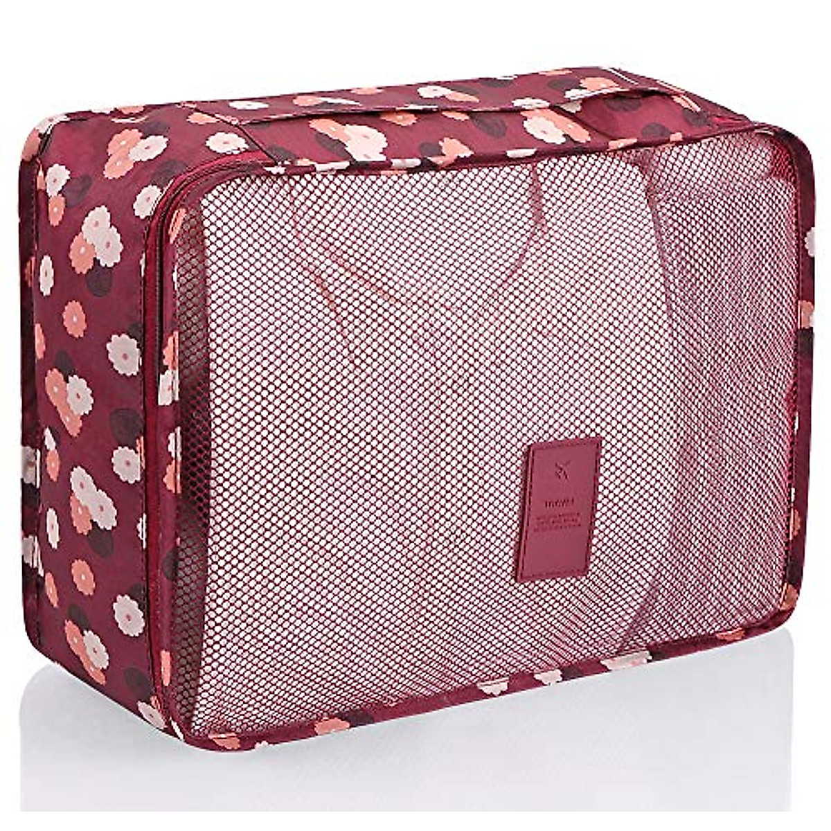 Travel Cubes,Mossio 7 Piece Compact Carry On Luggage Organizer Value Folders Travel Bag Wine Flower