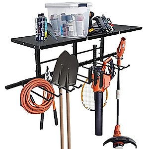 uyoyous Garage Organizers and Storage 47.2Inch Large Wall Mount Garage Rack Heavy Duty Garage Storage System with 9 Removable Hooks Load 290 lbs Tool Hanger Rack