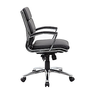 Boss Office Products Executive Mid Back CaressoftPlus Chair with Metal Chrome Finish in Black