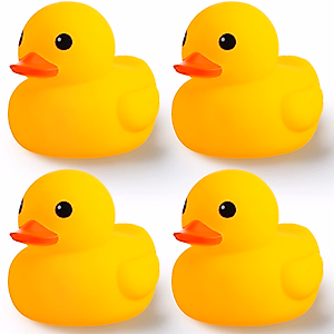 4 Pieces 7 Inches Large Yellow Rubber Ducks, Large Bath Duck Squeak Rubber Duck Float Shower Rubber Ducks Party Decoration Fun Squeak Yellow Duck Pool Toy for Shower Birthday