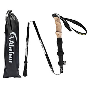 A ALAFEN Walking Stick - Collapsible Trekking Pole for Men and Women,7075 Aluminum Hiking Stick for Seniors, Black 1PC
