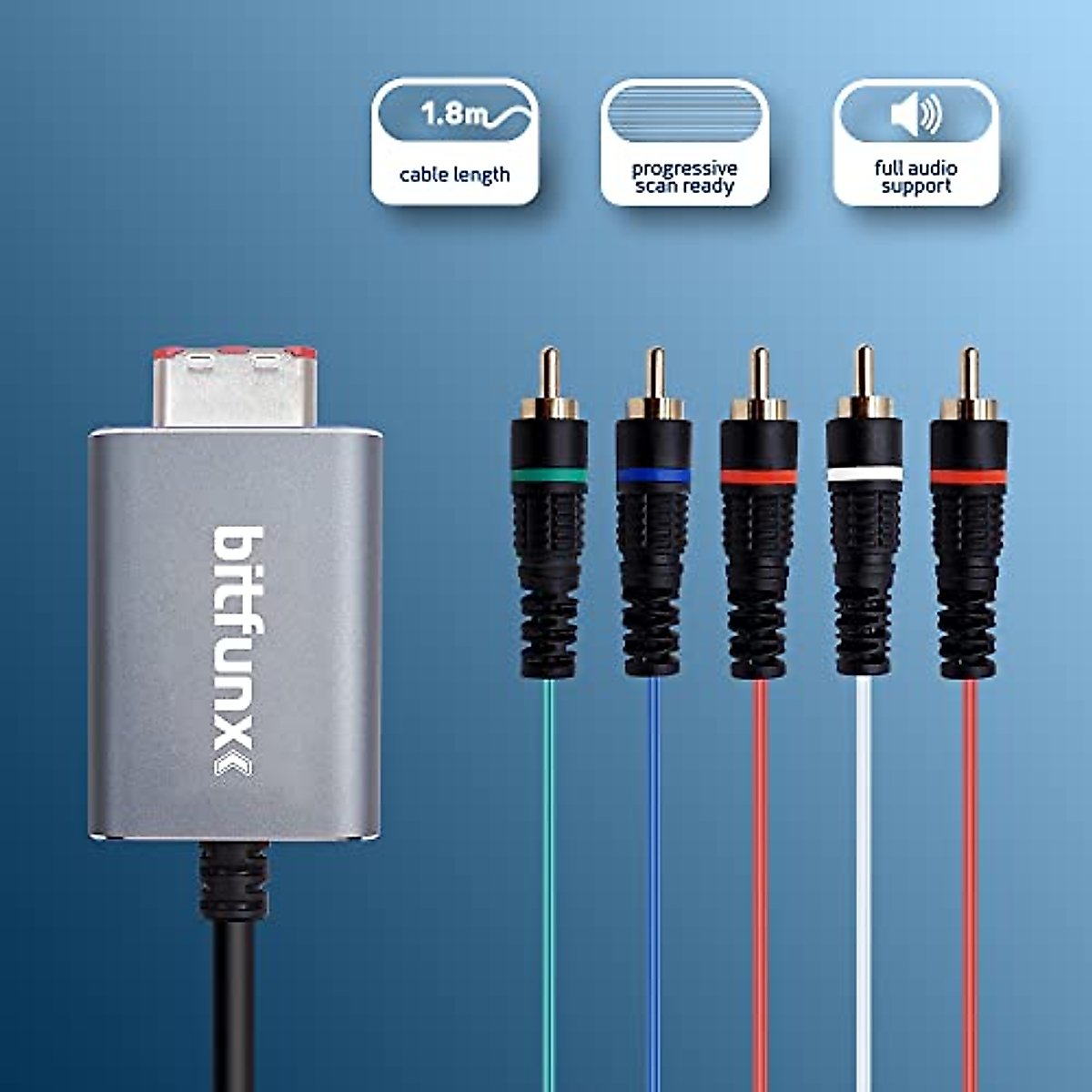 Kacenray Component Cable for Gamecube Running GCVideo Lite Software Component Video 5RCA YPbPr Cable for NGC Nintendo Gamecube with Digital AV Output