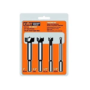 CMT 537.000.04 4-Piece Forstner Bit set, 1/4 -1/2 -3/4 -1-Inch Diameters, 3/8-Inch Shank