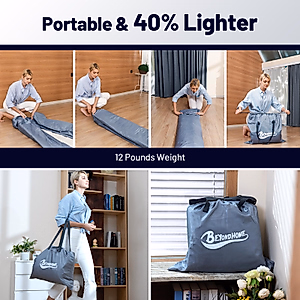 Beyondhome Queen 15inch Grey PVC-Free Air Mattress with Built-in Pump, Odorless, Adjustable Air Content, Strong Support, Durable, Anti-slip, Fast Packing, Lightweight