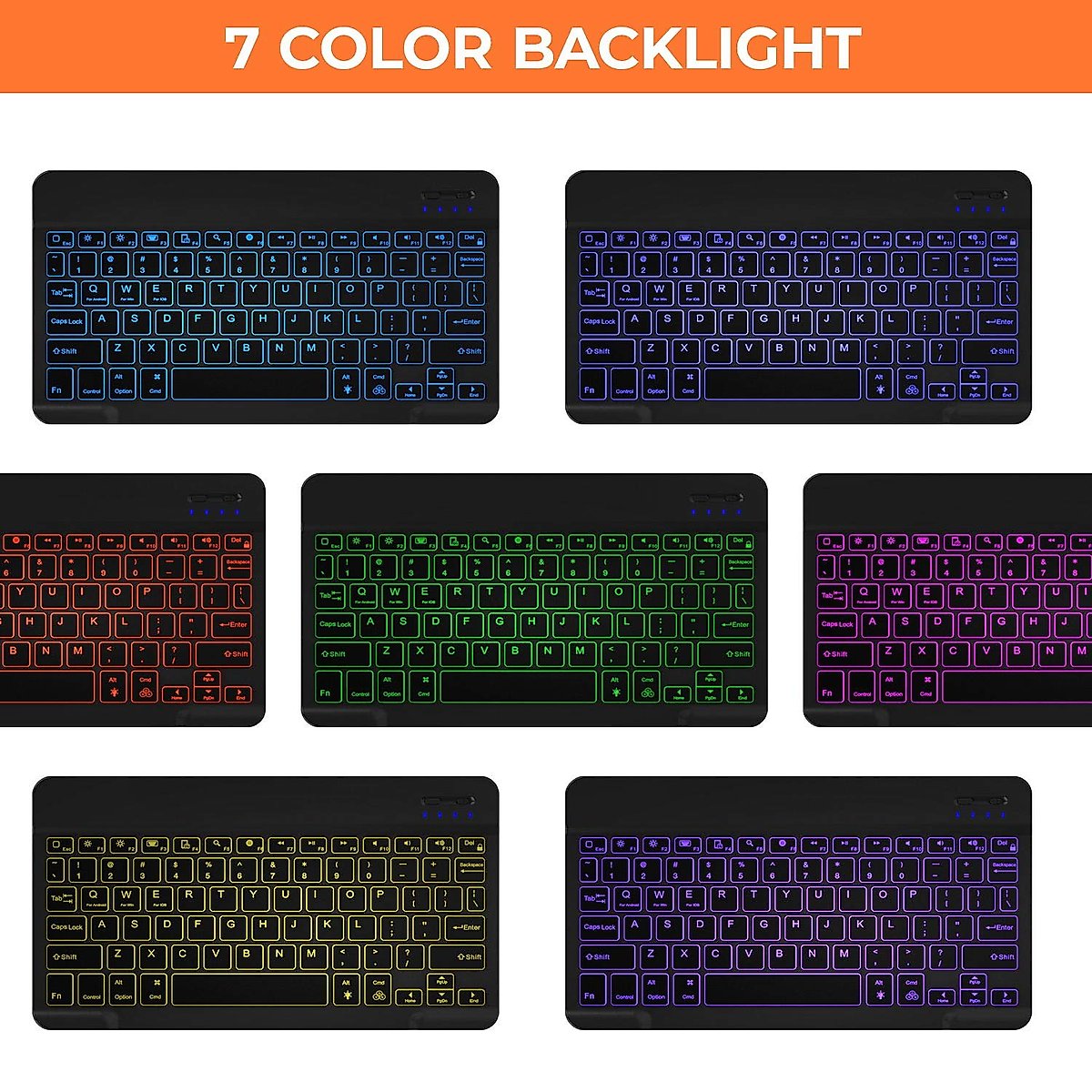 iPad 9th Generation Case with Keyboard, Slim Leather Folio Smart Cover for iPad 2021 9th & 8th & 7th & Air 3rd Gen 7 Color Backlit Keyboard with Pencil Holder, iPad 10.2 2021 & Air 10.5 Compatible