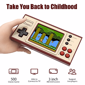Lcnylfjs Kids Portable Handheld Handheld Game Console, 500 Classic FC Games, 3.0 Inch Color Screen, Rechargeable Battery Support Connect TV, Retro Toys for Boys and Girls Birthdays (red)