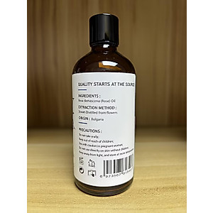 HIQILI Rose Essential Oil 3.38 Fl Oz, 100% Pure Natural for Aromatherapy, Diffuser, Skin Care, Massage, Includes Premium Quality Glass Dropper