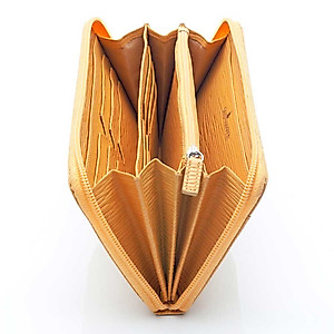 David Hampton Zip Around Wallet Oak Grain Leather Straw