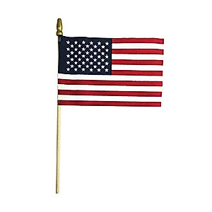 GIFTEXPRESS 12-Pack, Proudly MADE IN U.S.A. 8x12 Inch Spearhead Handheld American Stick Flags/Grave marker American Flags/USA Stick Flag (12)