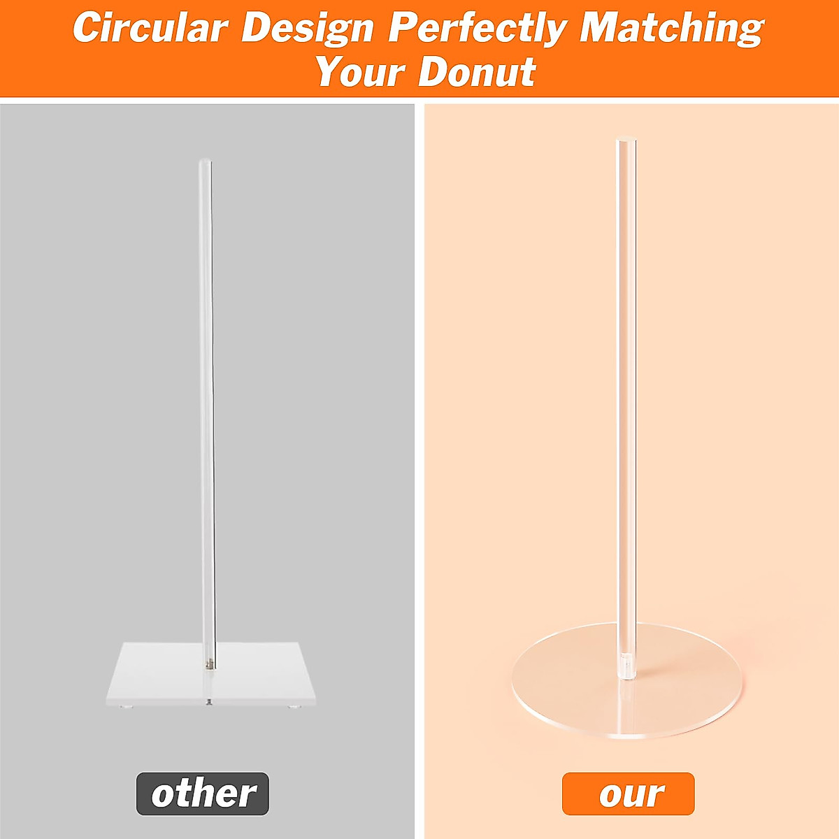 Dooiclear Donut Stand 6 Pack, Acrylic Bagel Stand, Clear Doughnut Holder, Donut Display Stand for Dessert Table, Bagel Display Tower for Birthday, Wedding, Baby Shower, Christmas, Party