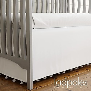 Tadpoles Crib Skirt with Tassel | 28" x 52" with a 14" Drop | Made of 100% Softly Brushed Microfiber Polyester | Easy to Care for | Soft, Smooth, Breathable & Durable | Ideal for Babies | White