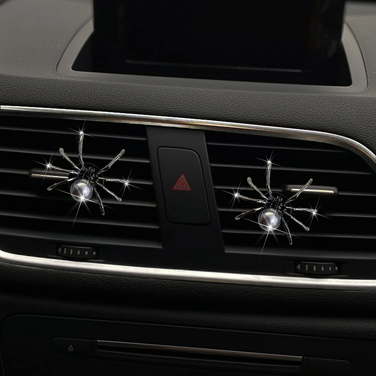 Bling Spider Car Air Fresheners Vent Clips, Cute Lovely Spider Car Air Vent Clips Funny Diamond Diffuser Vent Clip Decoration Interior Decor Bling Accessories for Women Men（Black）