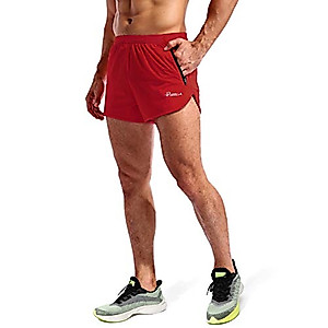 Pudolla Men’s Running Shorts 3 Inch Quick Dry Gym Athletic Workout Shorts for Men with Zipper Pockets(Dark Red X-Large)