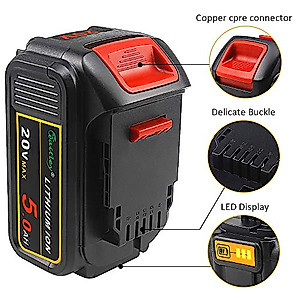 waitley 20V 5.0Ah Replacement Battery Compatible with Dewalt DCB200 20 Volt Cordless Power Tools