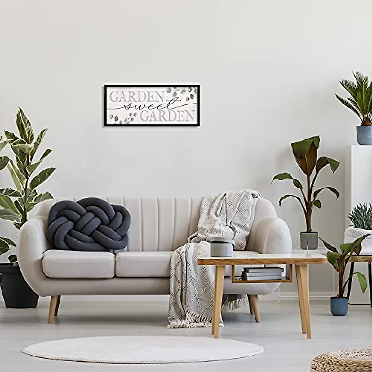 Stupell Industries Sweet Garden Yardwork Phrase Eucalyptus Leaves, Designed by Daphne Polselli Black Framed Wall Art, Grey