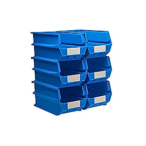 Triton Products 3-240B LocBin 14-3/4-Inch Length, 8-1/4-Inch Width, 7-Inch Height Blue Stacking, Hanging, Interlocking Polypropylene Bins, 6-Pack