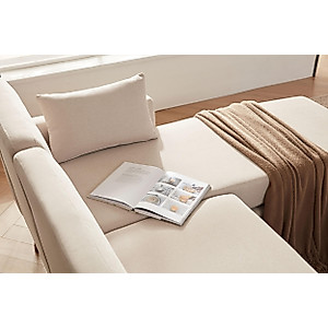 Weture 80" L Shape Couch with Extended Convertible Chaise, Comfy Sectional Couches for Living Room, 3 Seater Couch L Shaped Sofa for Small Spaces(Linen-Beige)