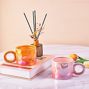 Koythin Ceramic Coffee Mug, Creative Gradient Handmade Big Handle Cup for Office and Home, Dishwasher Safe, 14 oz for Tea Latte Milk