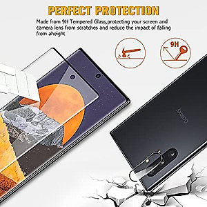 Galaxy Note 10 Screen Protector【2+2 Pack】With Camera Lens Protector, Compatible Fingerprint, 3D Glass Full Coverage 9H Hardness Tempered Glass Screen Protector for Samsung Galaxy Note 10 (6.4 Inch)