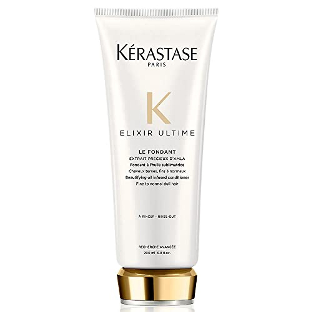 Kerastase Elixir Ultime Oil-Infused Conditioner | For Normal to Dry Dull Hair | Anti-Frizz & Shine Activating | With Camellia & Argan Oils | Le Fondant | 6.8 Fl Oz