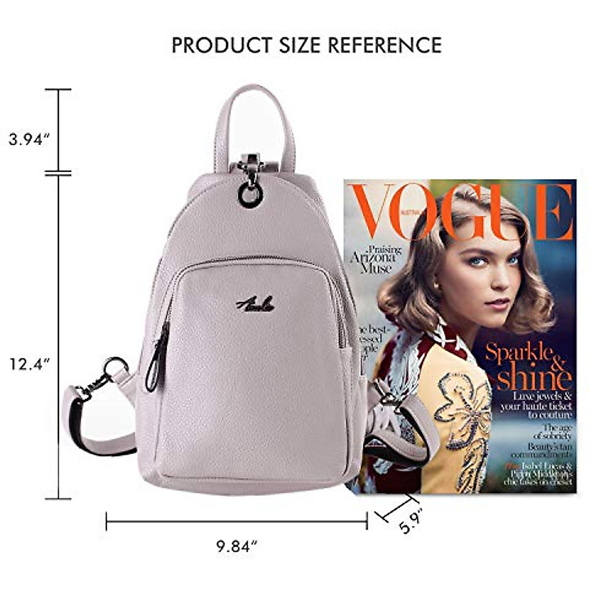 AMELIE GALANTI Small Backpack Purse for Women, Backpack Handbags Lightweight PU Nylon Sling Purse with Convertible Shoulder Strap (L Grey-PU)