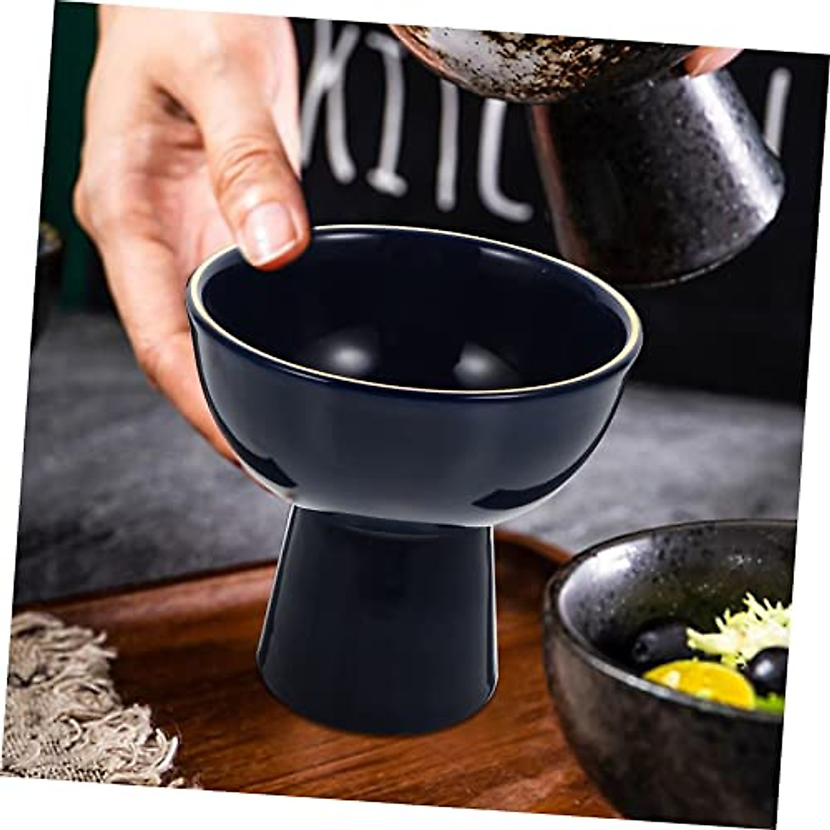 KICHOUSE Footed Dessert Cups Ice Cream Vanilla 1pc Dessert Cup Glass Decorative Bowl Trifle Bowl Small Salad Bowl Shortbread Blue Mini Ceramics Vanilla Pudding Ice Cream Cups