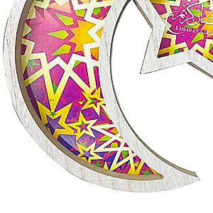 Wooden Eid Mubarak Dessert Tray Ramadan Kareem Moon Star Islam Eid Pastry Tray for Home Eid Mubarak Gift Box Dessert Tray Craft Islam Muslim Party Festival Party (C)