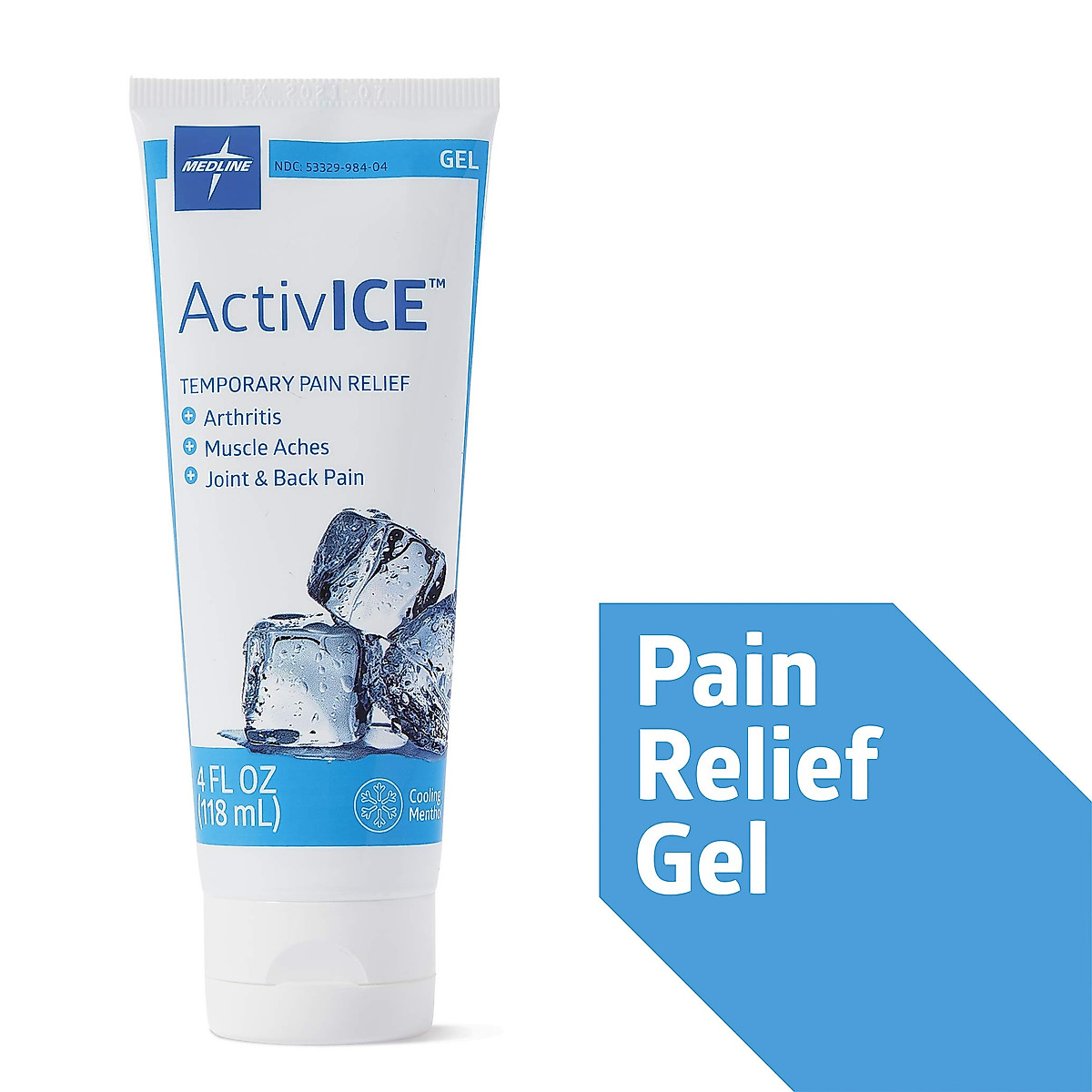 Medline ActivICE Topical Pain Reliever Gel, Great for Arthritis, Muscle Aches and Back Injuries, 4-oz Tube