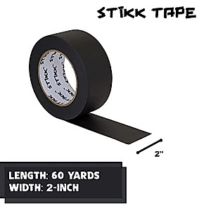 1 Pack 2" inch x 60yd STIKK Black Painters Tape 14 Day Easy Removal Trim Edge Finishing Decorative Marking Masking Tape (1.88 in 48MM)