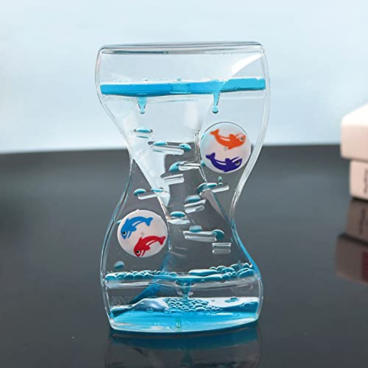 Liquid Timer,Moving Drip Oil Hourglass,Liquid Motion Bubbler Timer,Stress Relief Timer Toy, Time Management for Kitchen Daily Classroom Game Home Office,Orange