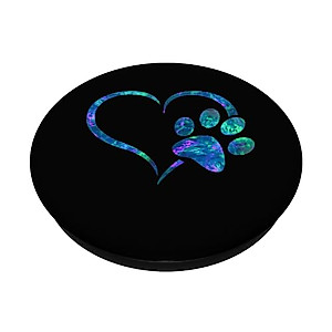 Teal blue Purple Dog Paw Print heart For Dogs Lover PopSockets Standard PopGrip