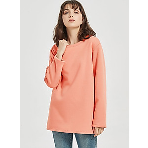 PEHMEA Women's Girls Warm Sherpa Lined Crewneck Pullovers Fleece Sweatshirt Tops (Watermelon Red, Small)