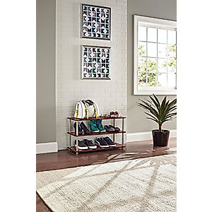 ClosetMaid 3-Tier Shelf Organizer Unit for Shoes, Accessories, Hats, Purses, Bags, in Entryway or Closet, Wood Shelves with Metal Frame, Cherry