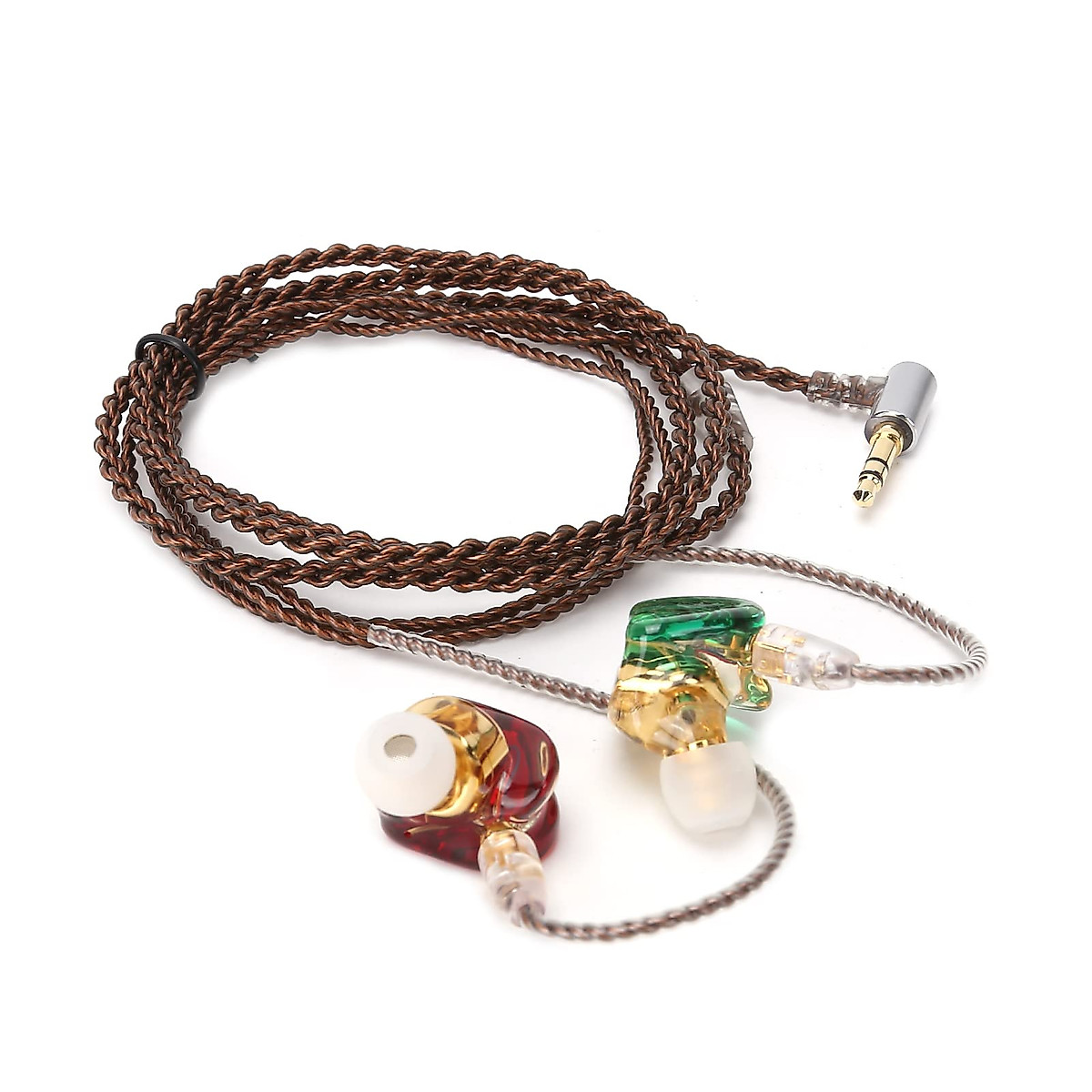 TQKLSM Wired Headset in-Ear Headset Resin Dynamic Earbuds HiFi Monitor Earbuds Wired Headset E-Sports DIY Gaming Earphone(GreenRed)