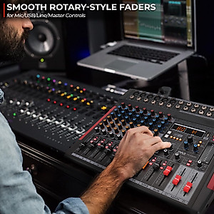 Pyle Professional DJ Audio Mixer Controller - 8-Channel DJ Controller Sound Mixer w/ DSP 380 Preset Effects, Recording, USB, 6 XLR Mic/Line Input, AUX, FX Processor MP3 Player, Headphone Jack PMX648