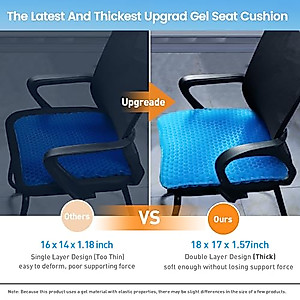 XSIUYU Extra-Large Gel Seat Cushion, Breathable Honeycomb Design Chair Cushions, Tailbone Pain Relief Egg Seat Cushion Butt Pillow, Chair Cushion for Office Chair Car Wheelchair Home Desk Chair